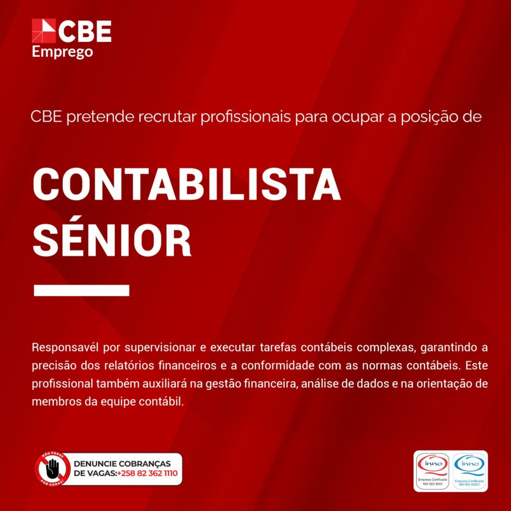 Vaga para Contabilista Sênior (Temporário) - CBE Southern Africa ...